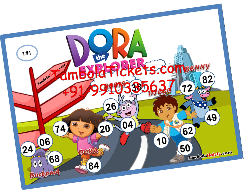 Dora the Explorer Theme Tambola | Housie | Bingo Ticket ...